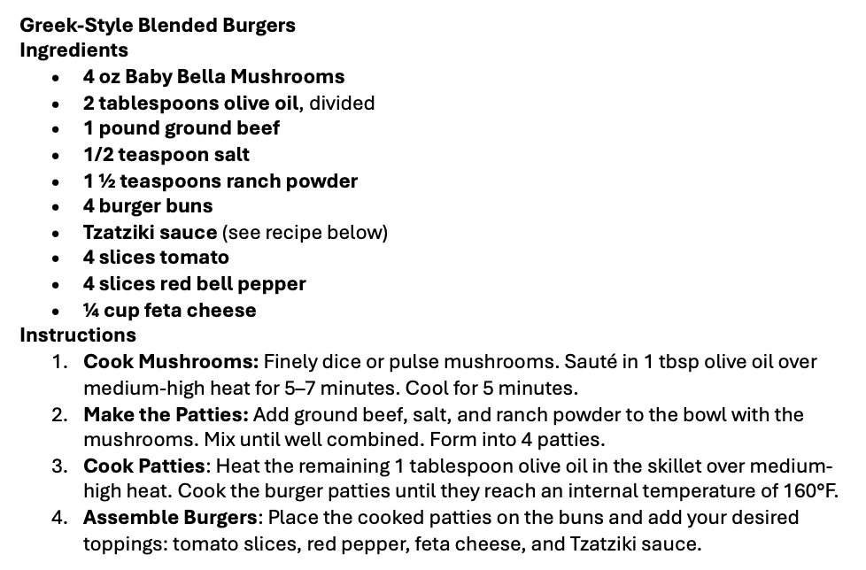 Passport to Flavor: Greek-Style Blended Burgers - Montgomery Municipal ...